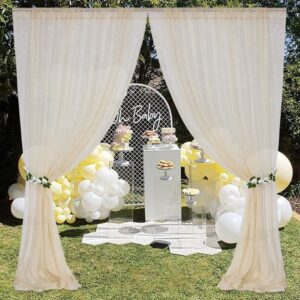 Mohoeey 20ft Ivory Wedding Curtains Arch Draping Fabric Ceremony Backdrop Decorations for Wedding Ceremony Party Ceiling Decor(2Panels)