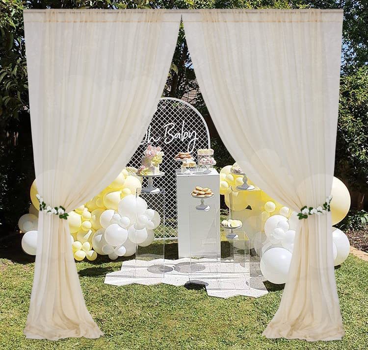 Mohoeey 20ft Ivory Wedding Curtains Arch Draping Fabric Ceremony Backdrop Decorations for Wedding Ceremony Party Ceiling Decor(2Panels)