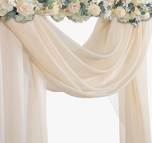 Mohoeey 20ft Ivory Wedding Curtains Arch Draping Fabric Ceremony Backdrop Decorations for Wedding Ceremony Party Ceiling Decor(2Panels)