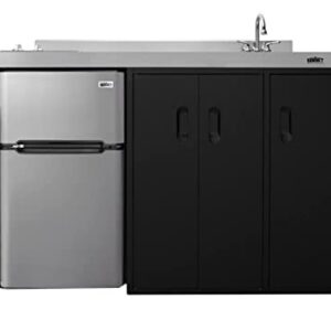 Summit Appliances CK54SINKR 54" Wide All-In-One Kitchenette, Sink and Faucet, 2-door Refrigerator-freezer, 2-burner Smooth-top Cooktop, Indicator Lights, Storage Compartments