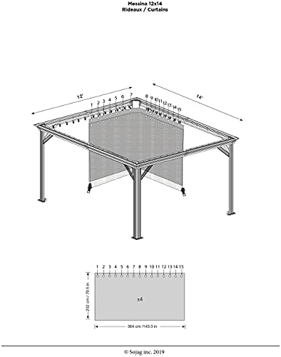 Sojag Accessories Set of 4 12' x 14' Curtains for Messina and Mykonos Outdoor Gazebo Models, Taupe