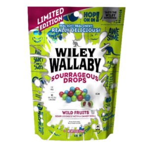 wiley wallaby black cherry, blue raspberry & lime sourrageous drops 8 oz