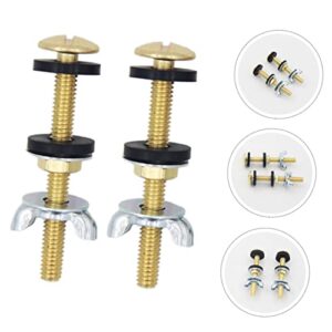 DOITOOL 2pcs Heavy Duty Toilet Bolts Toilet Tank Toilet Gasket Toilet Seats Toilet Seat Replacement Screws Toilet Wax Ring Replacement Kit Toilet Bolts Screws Toilet Seat Fittings Nut Seal