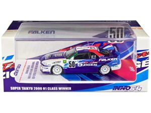 skyline gt-r (r34) rhd (right hand drive) #50 h. takeuchi - t. tanaka 5zigen falken class winner super n1 taikyu series (2000) 1/64 diecast model car by inno models in64-r34-5zfal