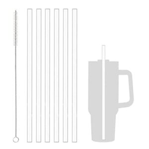 Clear Replacement Straws for Stanley Quencher H.20 Tumbler, Clear Replacement Straws for Simple Modern Tumbler, 6 Pack Reusable Straws with Cleaning Brush, Compatible with 40oz/30oz Tumbler