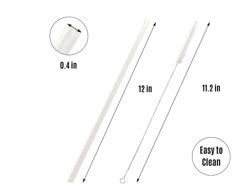 Clear Replacement Straws for Stanley Quencher H.20 Tumbler, Clear Replacement Straws for Simple Modern Tumbler, 6 Pack Reusable Straws with Cleaning Brush, Compatible with 40oz/30oz Tumbler