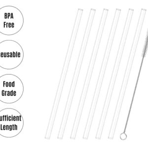 Clear Replacement Straws for Stanley Quencher H.20 Tumbler, Clear Replacement Straws for Simple Modern Tumbler, 6 Pack Reusable Straws with Cleaning Brush, Compatible with 40oz/30oz Tumbler