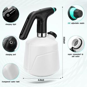 Electric Water Sprayer - 1/2 Gallon Sprayer Automatic Plant Mister Spray Bottle 2L Watering Can Fine Mist Sprayer for Indoor Outdoor Plants Garden Sprayer (White)