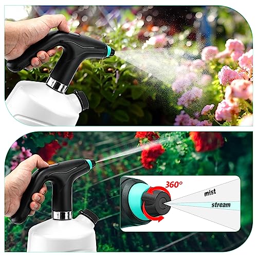 Electric Water Sprayer - 1/2 Gallon Sprayer Automatic Plant Mister Spray Bottle 2L Watering Can Fine Mist Sprayer for Indoor Outdoor Plants Garden Sprayer (White)