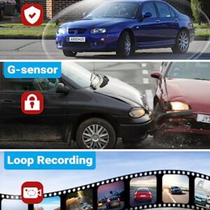 Dash Cam Front 1080P FHD Dash Camera for Cars with 2" Screen Dashboard Cam 170°Wide Angle WDR Parking Mode Accident Lock Night Version G-Sensor Loop Recording 24H Parking Monitoring Support 128GB Max