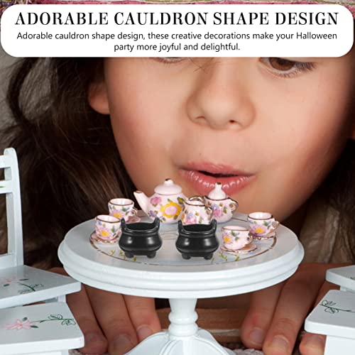 Didiseaon 24pcs Mini Cauldron Pot Halloween Miniature Figurines Dollhouse Witch Cauldron Fairy Garden Supplies for Halloween Party Favors Bag Fillers