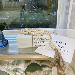 Decorative Books for Home Decor, White Faux Books for Decoration, Rustic Farmhouse Stacked Display Books (Thankful Grateful Blessed)