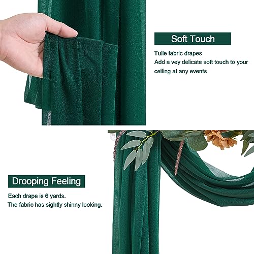 PARTISKY Wedding Arch Draping Fabric, 1 Panel 28" x 19Ft Emerald Green Wedding Arch Drapes Sheer Backdrop Curtain for Wedding Ceremony Party Ceiling Decor