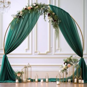 PARTISKY Wedding Arch Draping Fabric, 1 Panel 28" x 19Ft Emerald Green Wedding Arch Drapes Sheer Backdrop Curtain for Wedding Ceremony Party Ceiling Decor