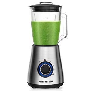 anthter professional blenders for kitchen, 950w high power blenders with stainless countertop, 50 oz glass jar & 24-ounce smoothie cup, ideal for puree, ice crush and smoothies