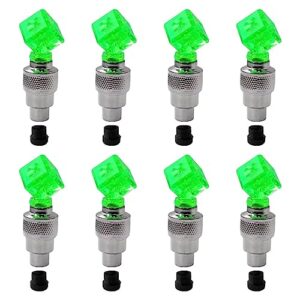 gxcdizx 8 pcs led wheel lights flash light tire valve cap lamp for car trucks motorcycle bike (dice, green)