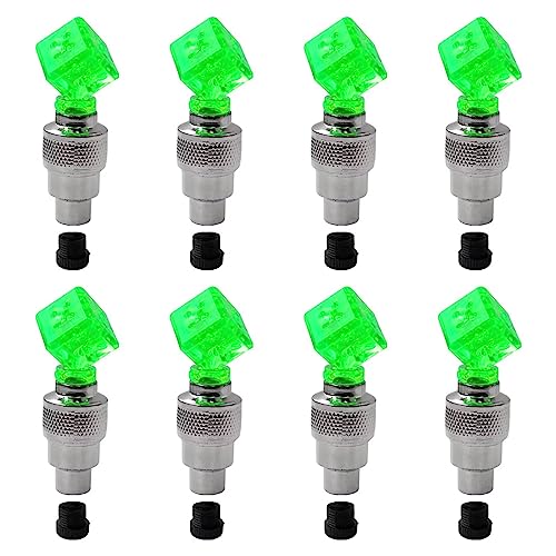 Gxcdizx 8 PCS LED Wheel Lights Flash Light Tire Valve Cap Lamp for Car Trucks Motorcycle Bike (Dice, Green)