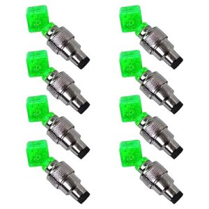 Gxcdizx 8 PCS LED Wheel Lights Flash Light Tire Valve Cap Lamp for Car Trucks Motorcycle Bike (Dice, Green)