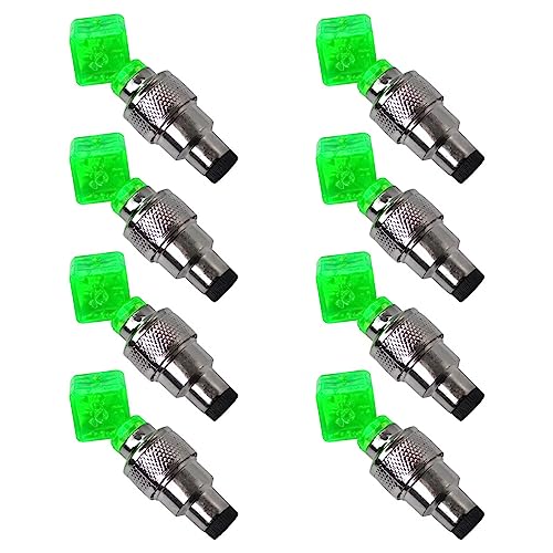 Gxcdizx 8 PCS LED Wheel Lights Flash Light Tire Valve Cap Lamp for Car Trucks Motorcycle Bike (Dice, Green)