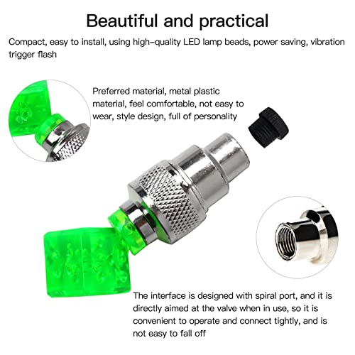 Gxcdizx 8 PCS LED Wheel Lights Flash Light Tire Valve Cap Lamp for Car Trucks Motorcycle Bike (Dice, Green)