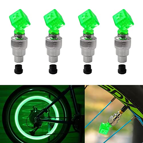 Gxcdizx 8 PCS LED Wheel Lights Flash Light Tire Valve Cap Lamp for Car Trucks Motorcycle Bike (Dice, Green)