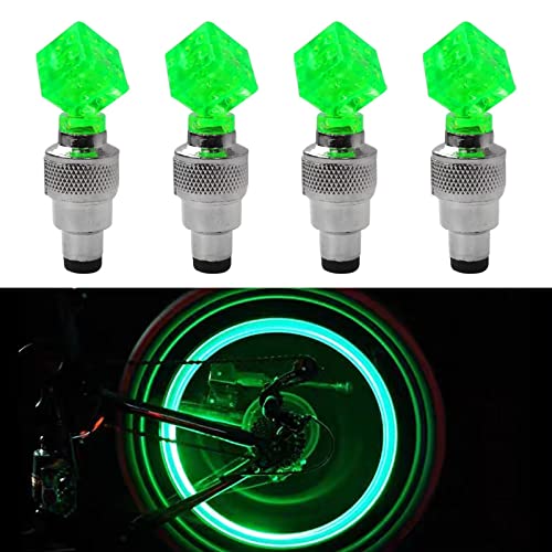 Gxcdizx 8 PCS LED Wheel Lights Flash Light Tire Valve Cap Lamp for Car Trucks Motorcycle Bike (Dice, Green)