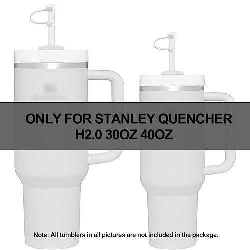 DUNLAGUE Spill Stopper For Stanley Cup 2.0 30oz & 40oz, 12 PCS Reusable Silicone Leak Proof Stopper, Stanley Tumbler Accessories Includes Straw Cover, Round Stopper and Trapezoid Stopper,White