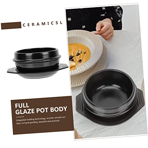 Happyyami 1 Set Stone Pot for Bibimbap Nonstick Cookware Stainless Steel Cookware Stainless Steel Sauce Pan with Lid Sizzling Hot Pot Korean Soup Bowl Stew Pot Korean Ceramic Casserole Stove