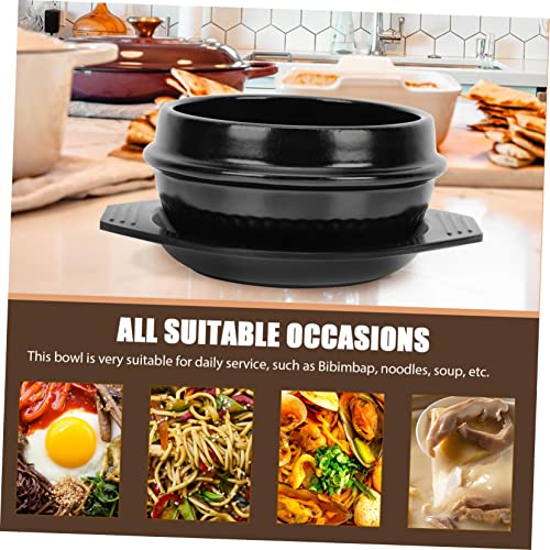 Happyyami 1 Set Stone Pot for Bibimbap Nonstick Cookware Stainless Steel Cookware Stainless Steel Sauce Pan with Lid Sizzling Hot Pot Korean Soup Bowl Stew Pot Korean Ceramic Casserole Stove