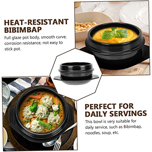 Happyyami 1 Set Stone Pot for Bibimbap Nonstick Cookware Stainless Steel Cookware Stainless Steel Sauce Pan with Lid Sizzling Hot Pot Korean Soup Bowl Stew Pot Korean Ceramic Casserole Stove