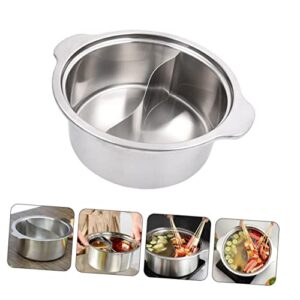 Happyyami 1pc Stainless Steel Skewer Pot Soup Pot with Lid Ramen Cooker Korean Pots for Cooking Hot Pot Shabu Shabu Hot Pot Divided Hot Pot Induction Thicken Pot Kitchen Gadget Small Pot