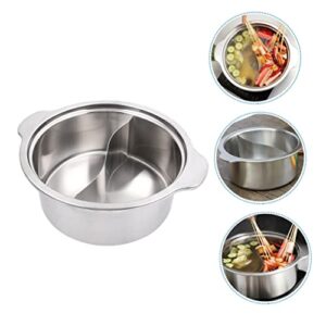 Happyyami 1pc Stainless Steel Skewer Pot Soup Pot with Lid Ramen Cooker Korean Pots for Cooking Hot Pot Shabu Shabu Hot Pot Divided Hot Pot Induction Thicken Pot Kitchen Gadget Small Pot