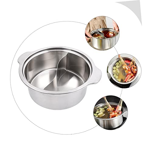 Happyyami 1pc Stainless Steel Skewer Pot Soup Pot with Lid Ramen Cooker Korean Pots for Cooking Hot Pot Shabu Shabu Hot Pot Divided Hot Pot Induction Thicken Pot Kitchen Gadget Small Pot