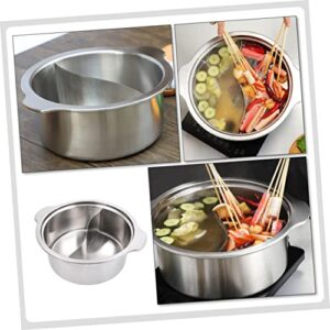 Happyyami 1pc Stainless Steel Skewer Pot Soup Pot with Lid Ramen Cooker Korean Pots for Cooking Hot Pot Shabu Shabu Hot Pot Divided Hot Pot Induction Thicken Pot Kitchen Gadget Small Pot