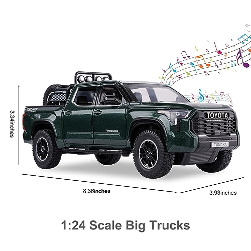 SASBSC Tundra Truck Toys for 3 4 5 6 7 Year Old Boys Off-Road Pickup Toy Trucks for Boys Age 3-5 Diecast Metal Trucks with Light and Sound Pull Back Toy Cars Birthday Gift for Kids Green