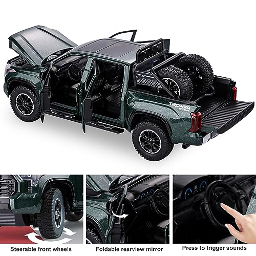 SASBSC Tundra Truck Toys for 3 4 5 6 7 Year Old Boys Off-Road Pickup Toy Trucks for Boys Age 3-5 Diecast Metal Trucks with Light and Sound Pull Back Toy Cars Birthday Gift for Kids Green