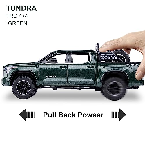 SASBSC Tundra Truck Toys for 3 4 5 6 7 Year Old Boys Off-Road Pickup Toy Trucks for Boys Age 3-5 Diecast Metal Trucks with Light and Sound Pull Back Toy Cars Birthday Gift for Kids Green