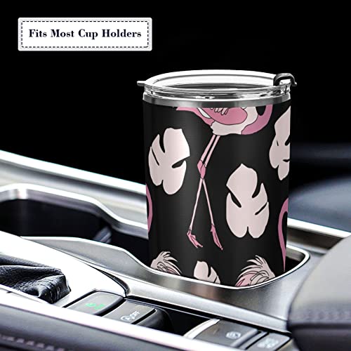 GUIJI Pink Black Flamingo 20oz Stainless Steel Tumbler with Lid and Straw，Vacuum Insulated Water Coffee Tumbler Cup，Sweat-proof Spill-Proof Travel Mug for Hot & Cold Drinks