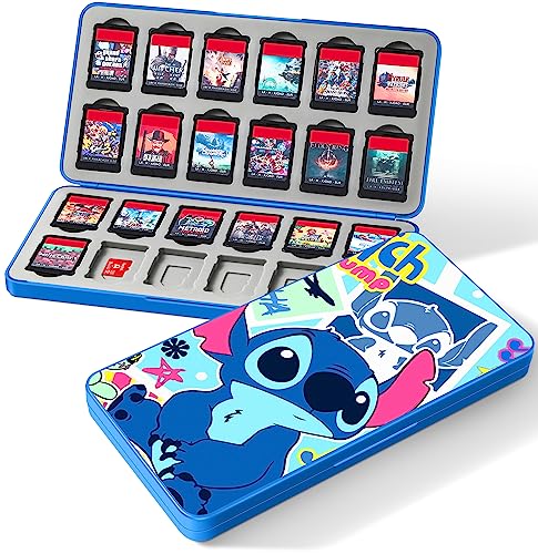 Xinocy for Nintendo Switch Game Case with 24 Game Holder Slots and 24 SD Micro Card Slots for Nintendo Switch/Lite/OLED,Cute Cartoon Games Cartridge Cases for Boys Kids Girls Kawaii Storage Box, SitSd