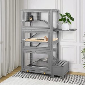 Hamster Cage 55" H 6-Tier Large Critter Nation Cage for Chinchilla Ferret Rat Squirrel Lizard Chameleon Small Animal W/Removable Tray and Wide Ramp, Anti-Chewing, Grey