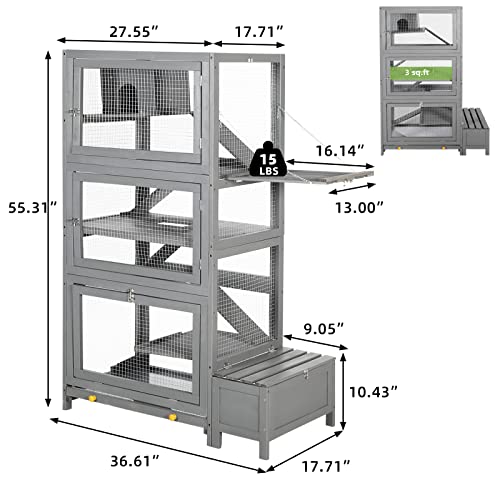 Hamster Cage 55" H 6-Tier Large Critter Nation Cage for Chinchilla Ferret Rat Squirrel Lizard Chameleon Small Animal W/Removable Tray and Wide Ramp, Anti-Chewing, Grey