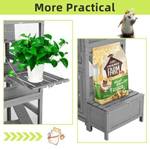 Hamster Cage 55" H 6-Tier Large Critter Nation Cage for Chinchilla Ferret Rat Squirrel Lizard Chameleon Small Animal W/Removable Tray and Wide Ramp, Anti-Chewing, Grey