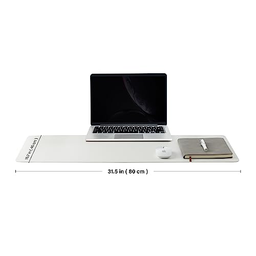 Leather Desk Mat - Non-Slip PU Desk Pad for Office and Home - Desk Organization and Accessories - Ideal for Large Mouse Pad and Desk Mats on Top of Desks (White,31.5"x 15.7")