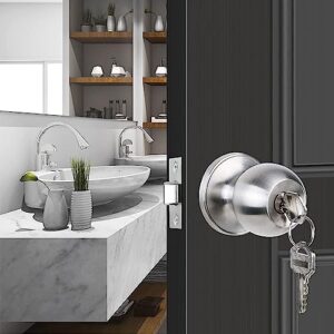 GSCZ Door Knob with Key for Bedroom Door Locks with Keys, Stainless Steel Doorknob with Lock and Key, Ball Door Handle with Key Doorknob with Lock and Key