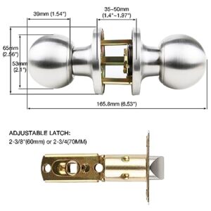 GSCZ Door Knob with Key for Bedroom Door Locks with Keys, Stainless Steel Doorknob with Lock and Key, Ball Door Handle with Key Doorknob with Lock and Key