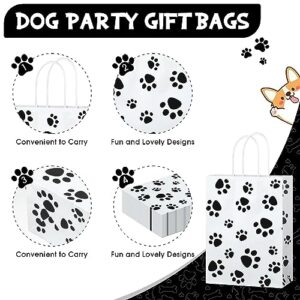 Blulu 50 Pcs Puppy Dog Gift Bag, 6.3 x 3.1 x 8.6 Inch Paw Print Gift Bags with Paper Twist Handles, Paw Print Goodie Bags Dog Treat Bag for Dog Puppy Pet Party Favors Paw Print Party Supplies