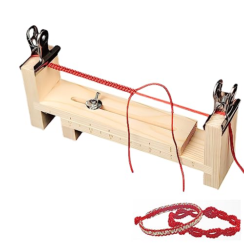 HOMURY Wooden Jig Bracelet Maker: Three Legs Bracelet Braiding Tool with Clamp Wooden Jig Bracelet Maker Hand Knitting Accessory Bracelet Maker, Adjustable Hand Knitting Bracelet Jig for DIY Bracelet