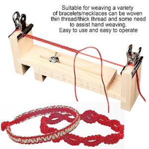 HOMURY Wooden Jig Bracelet Maker: Three Legs Bracelet Braiding Tool with Clamp Wooden Jig Bracelet Maker Hand Knitting Accessory Bracelet Maker, Adjustable Hand Knitting Bracelet Jig for DIY Bracelet