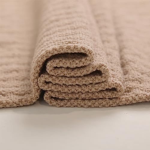 JNBLDA Baby Knitted Blankets Newborn Blanket Toddler Security Blanket Soft Cotton Knit Neutral Swaddle Blankets for Boys and Girls Light Khaki 40X30 Inches