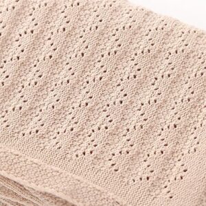 JNBLDA Baby Knitted Blankets Newborn Blanket Toddler Security Blanket Soft Cotton Knit Neutral Swaddle Blankets for Boys and Girls Light Khaki 40X30 Inches